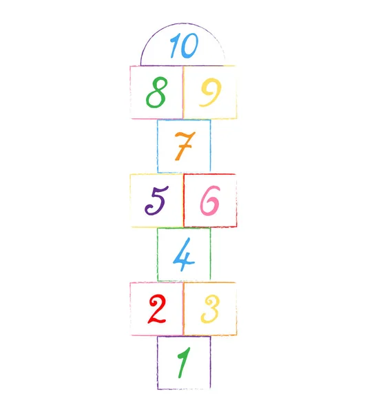 Illustration with hopscotch game. Children street game. playground with ...