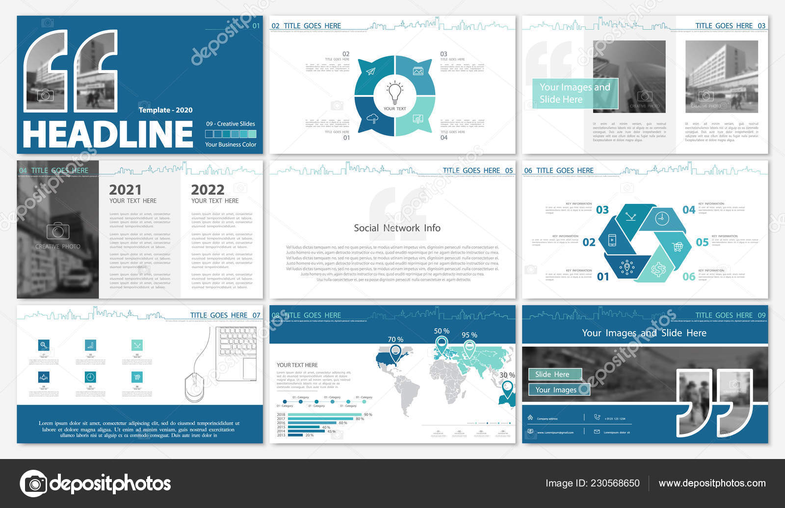 Blue Green Gray Presentation Template White Background 2020 Best ...