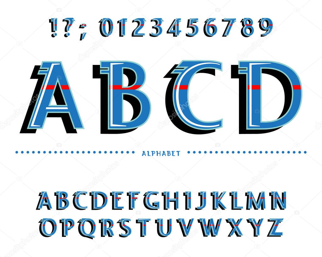 ABC, alfabeto inglés Fuente, Vector, fuente azul estilizada. Futuristic ...