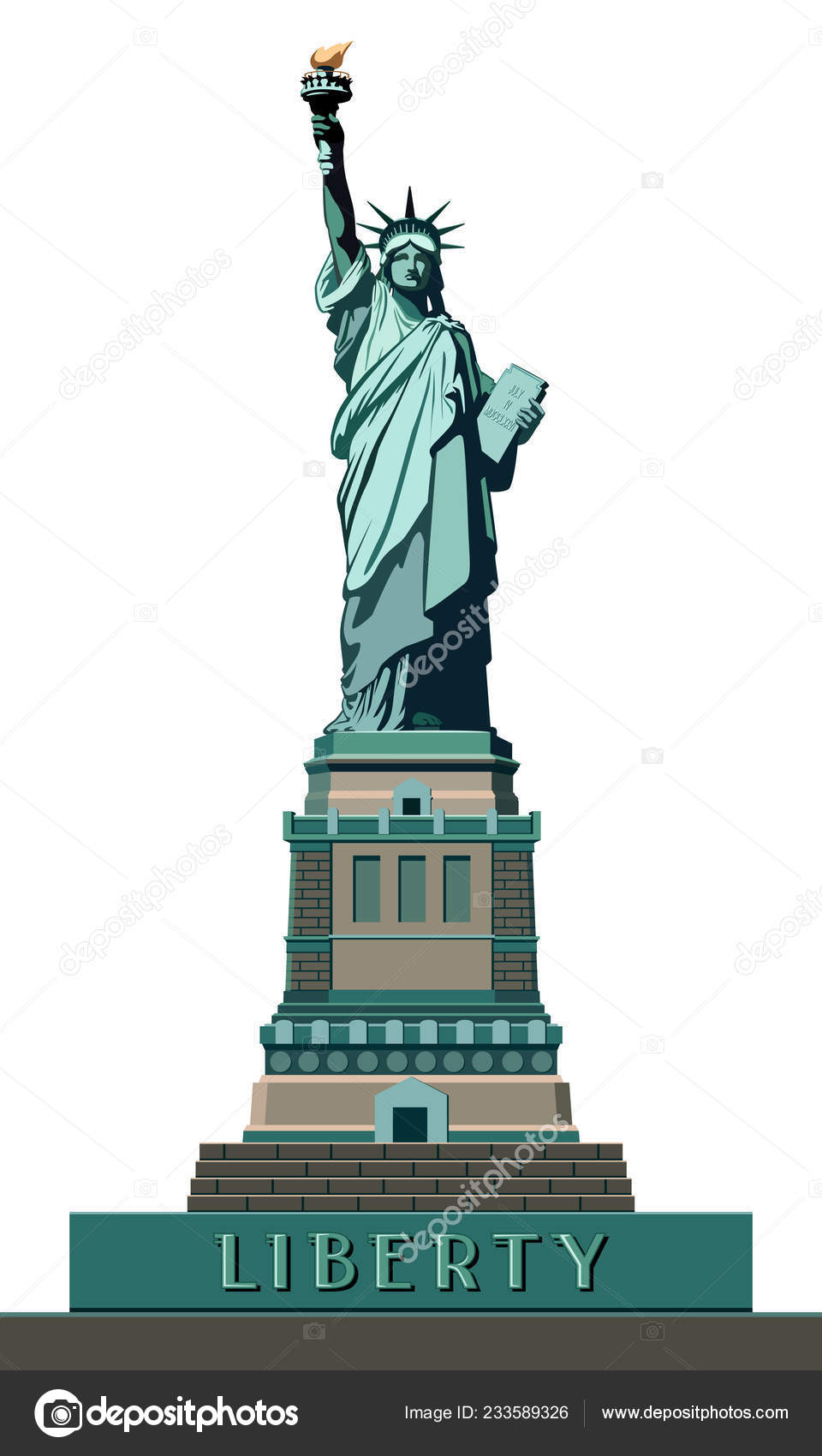 Statue De La Liberté Fond Blanc Tracé De Vecteur Statue De La