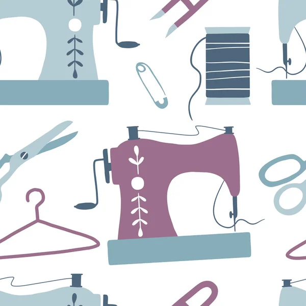 Sewing And Tailor Elements In Seamless Pattern Stock Vector Image By