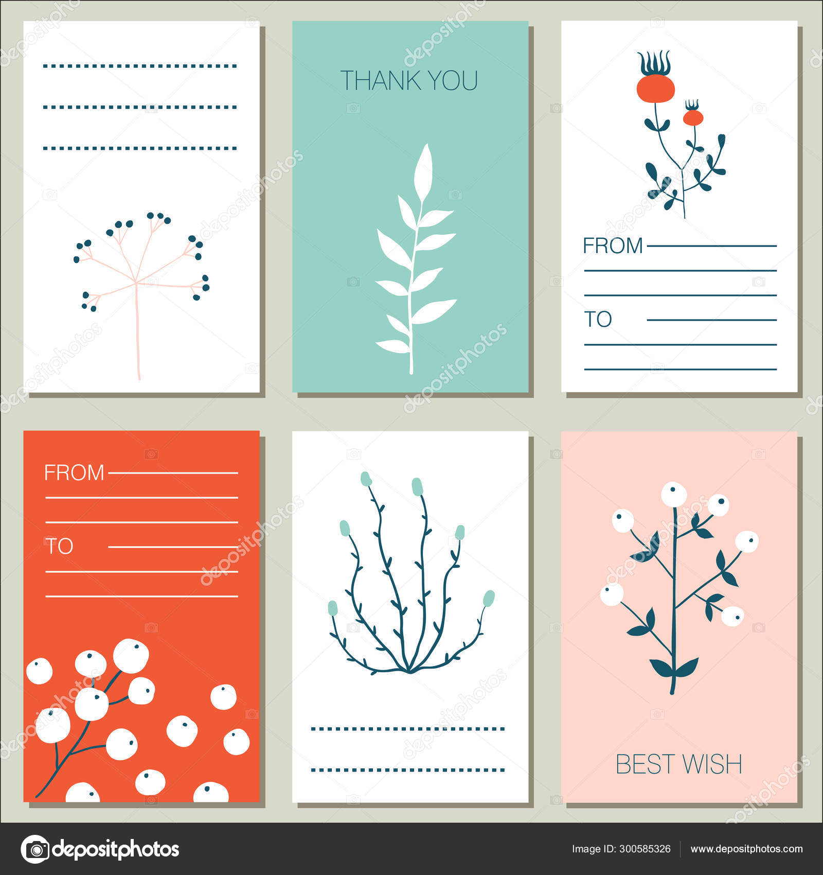 Collection of 6 flat design greeting cards Stock Vector Image by ...