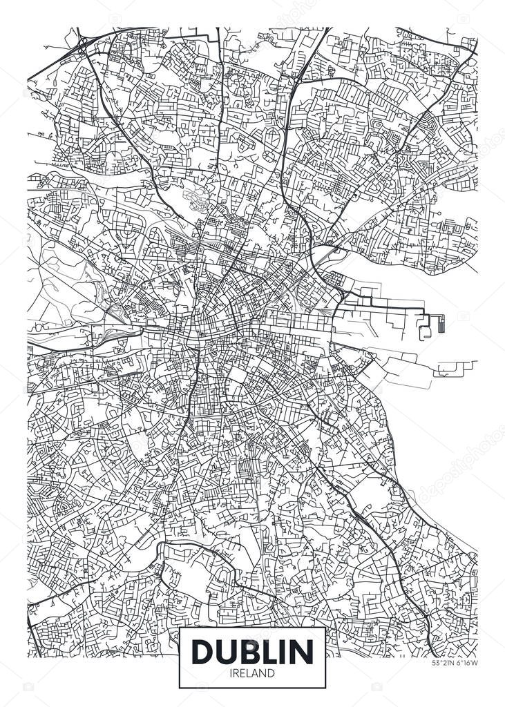 Cartel vectorial mapa de Dubl n detallado 2024