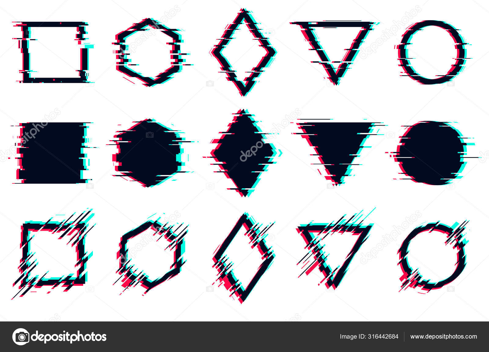 Glitched tv distorted signal frames, Vector glitch set digital n Stock ...