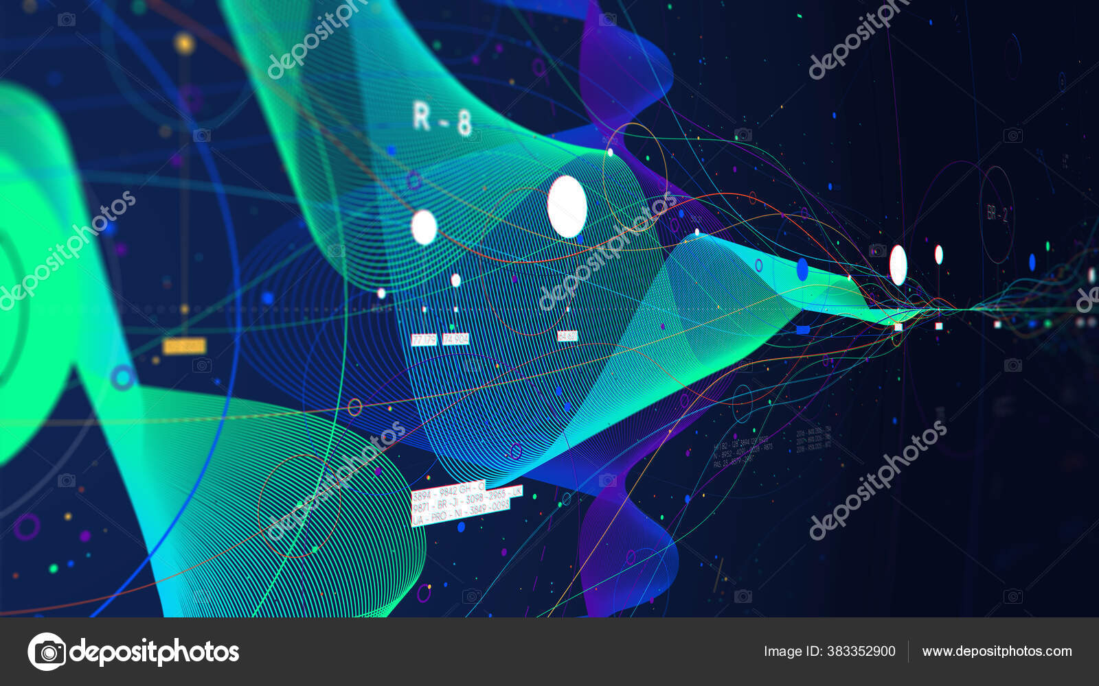 Big Data Visualization Array Digital Presentation Business Analytics Concept Monitor — Stock ...