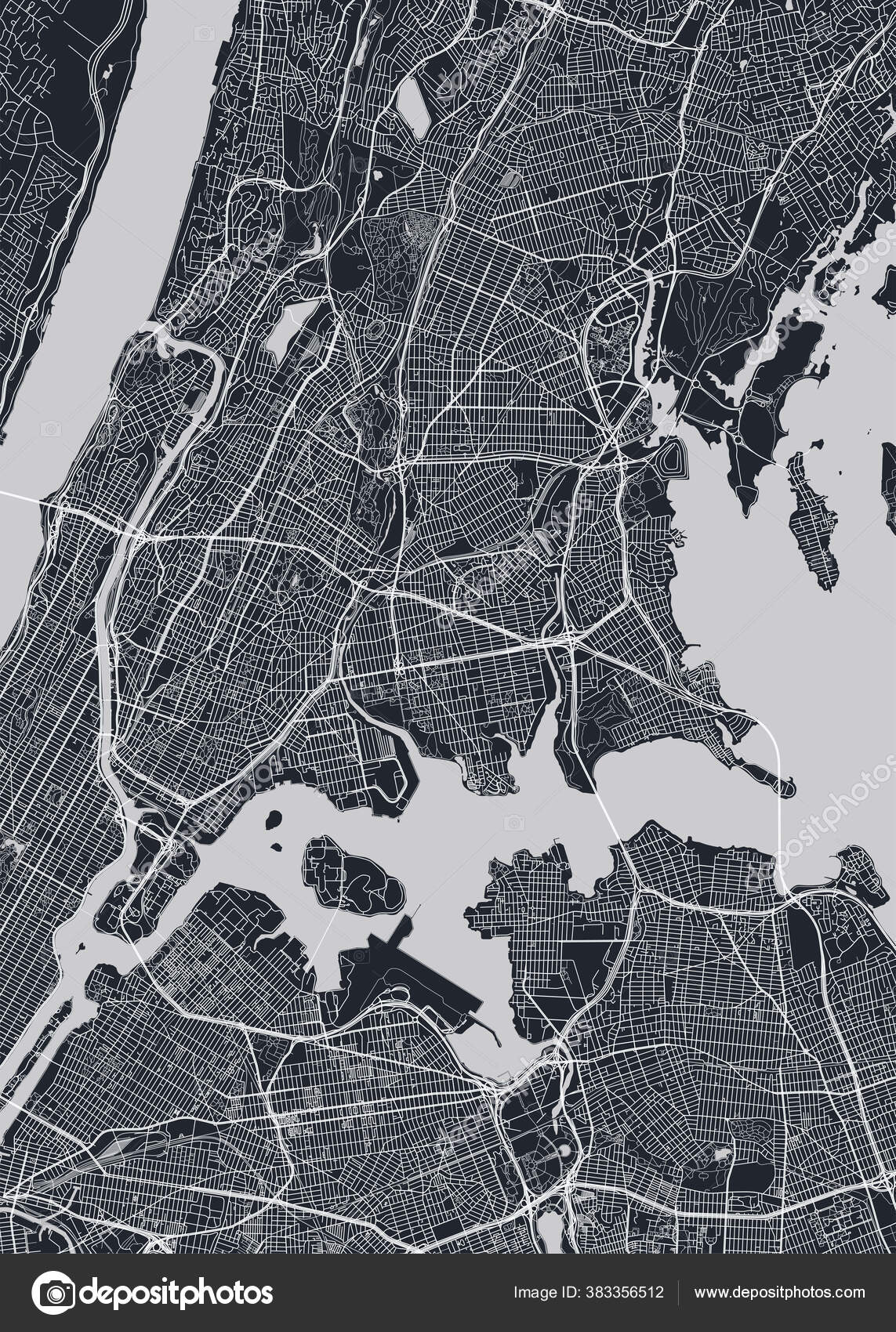 Detailed Borough Map Bronx New York City Monochrome Vector Poster Stock ...