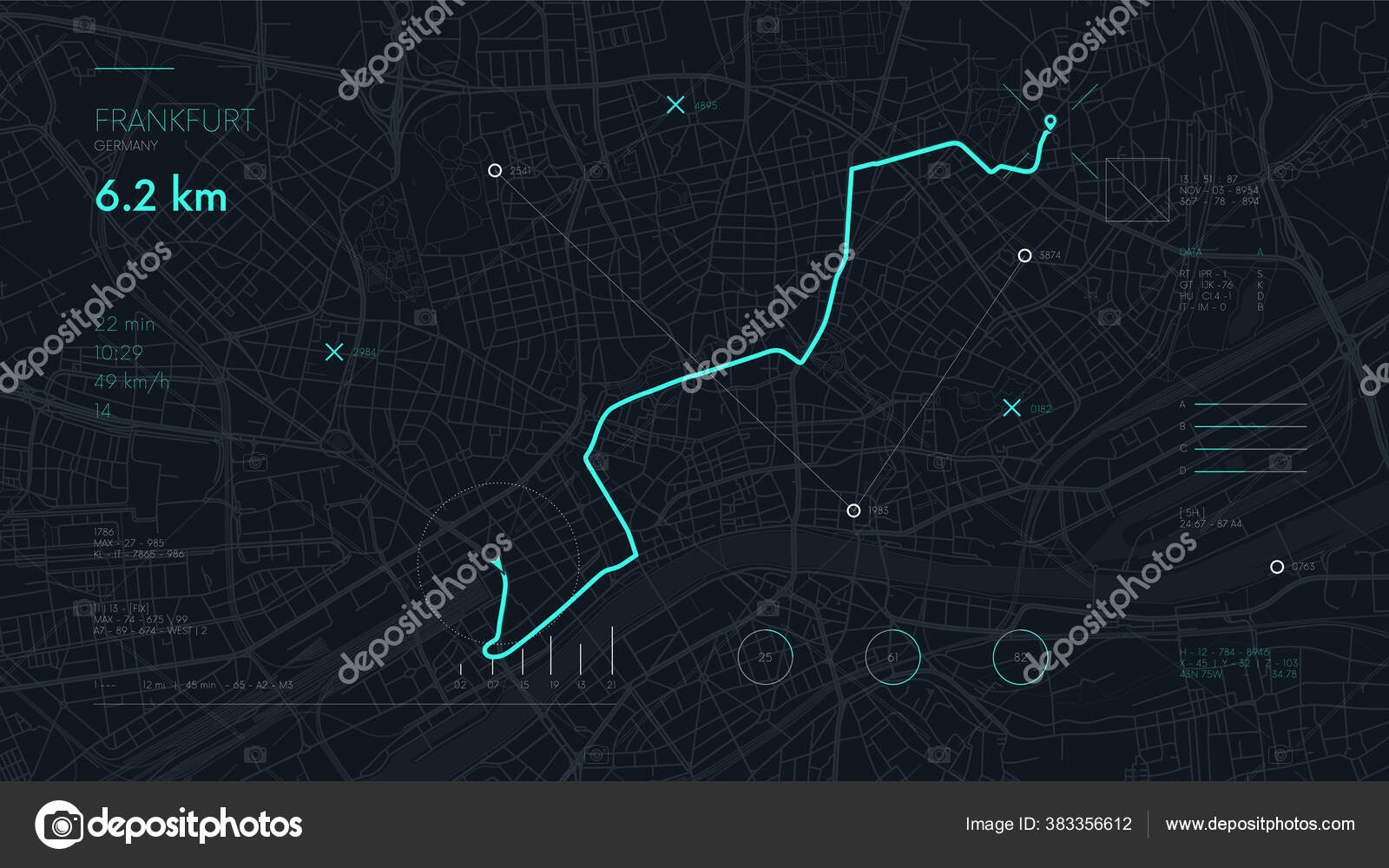 Futuristic Navigate Device Dashboard Gps Tracking Map Futuristic ...