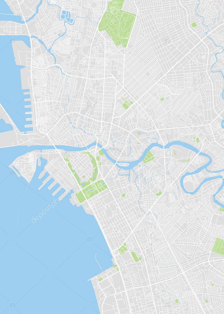 Mapa de la ciudad Manila, plano detallado a color, ilustración ...