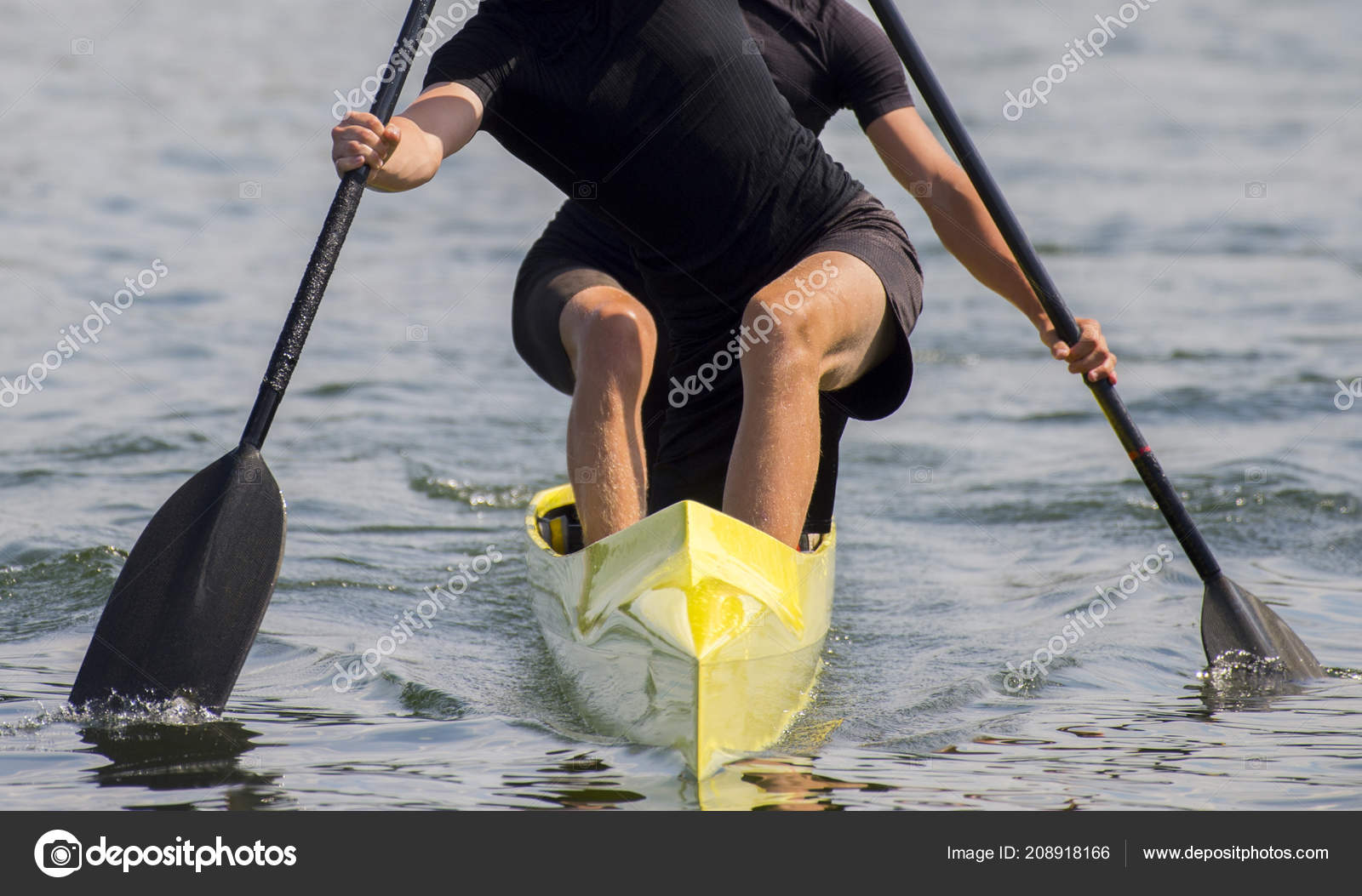Two Athletes Canoeists Sprint Race Rowing Competition — Stock Photo ...