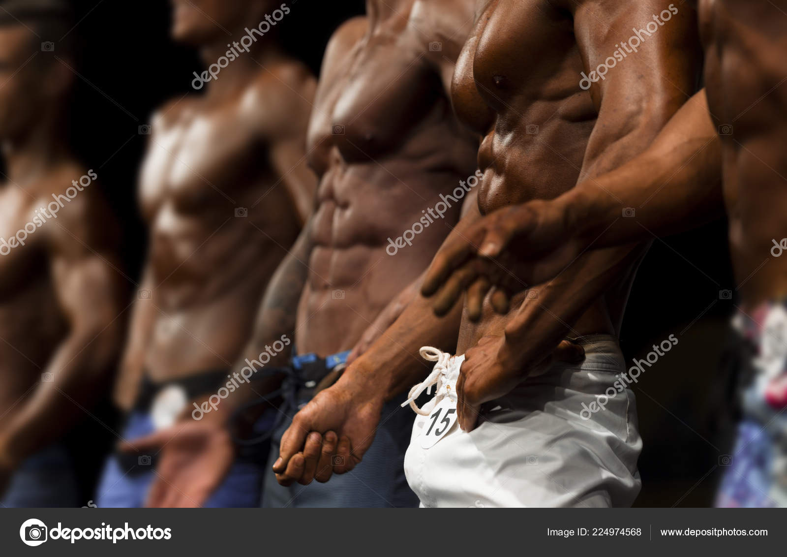 Group Athletes Bodybuilders Posing Most Muscular Fitness Competitions ...