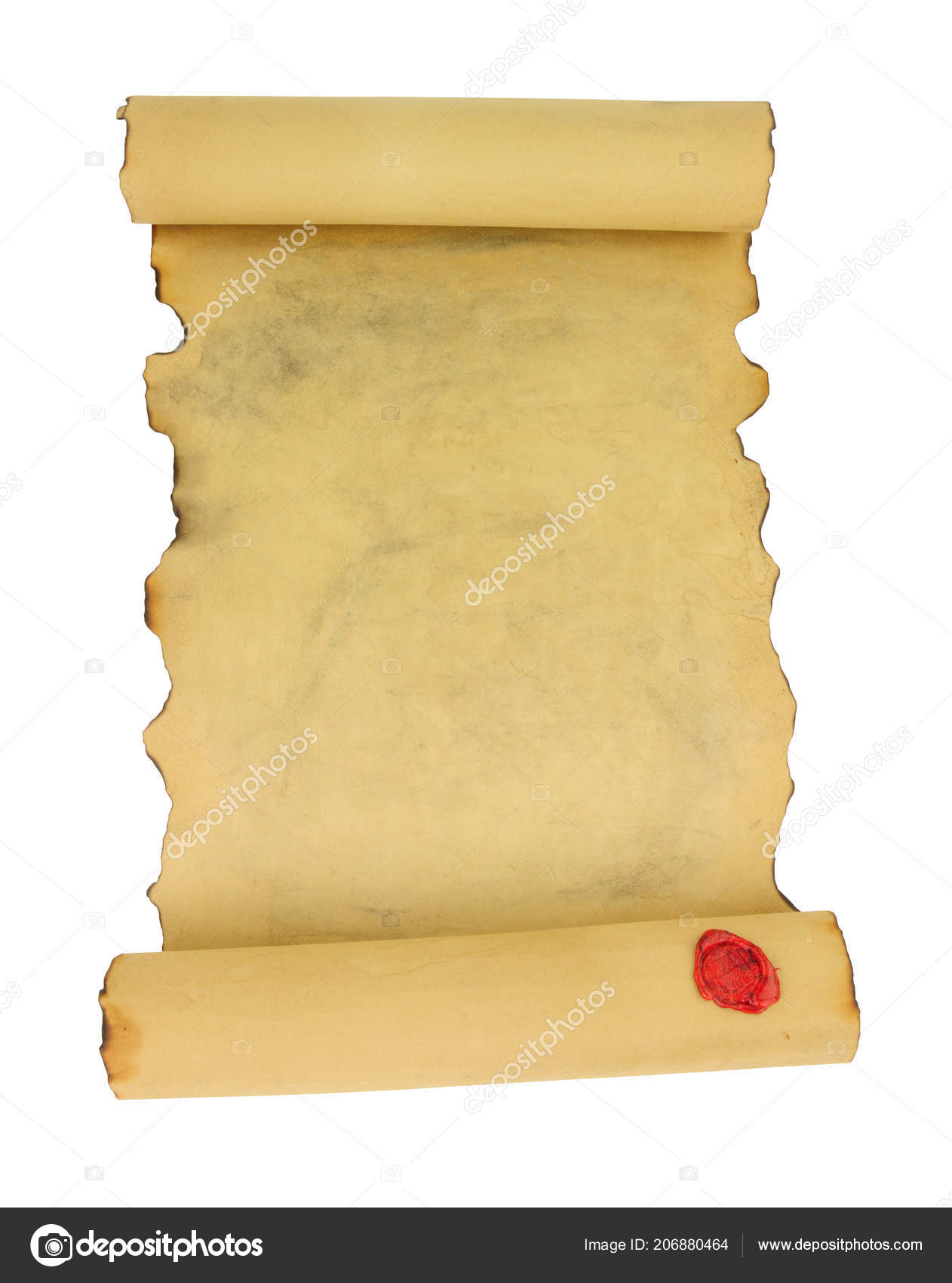 Rolagem Papel Vintage Antigo Com Selo Cera Vermelha Isolado Fundo ...