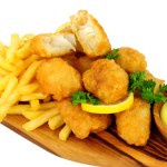 Battered Cod Nugget Bites Potato French Fries Mayonnaise Dip Olive ...