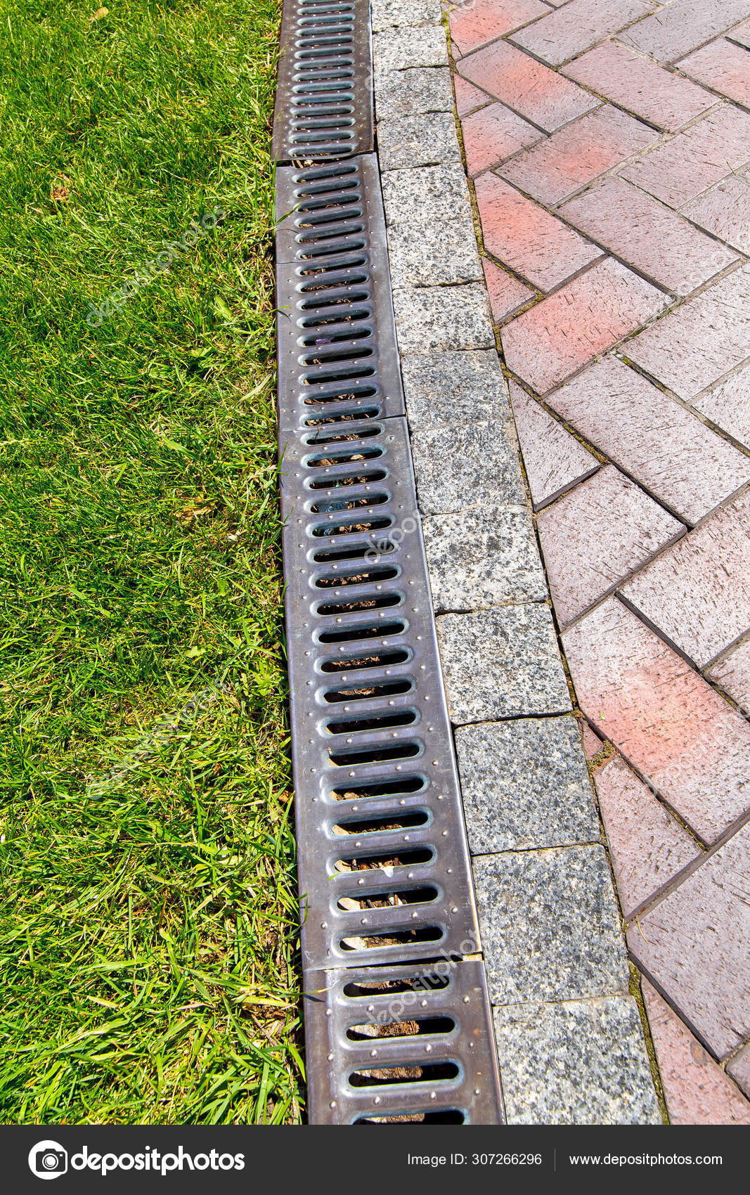Iron Grate Drainage System Storm Water Drainage Pedestrian Footpath ...