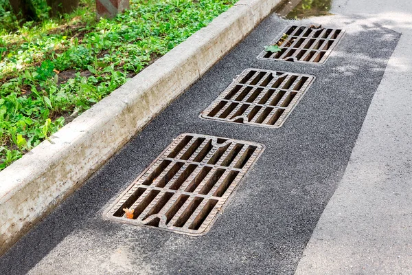 Street Gutter Stormwater Drainage System Side Asphalt Road Markings ...