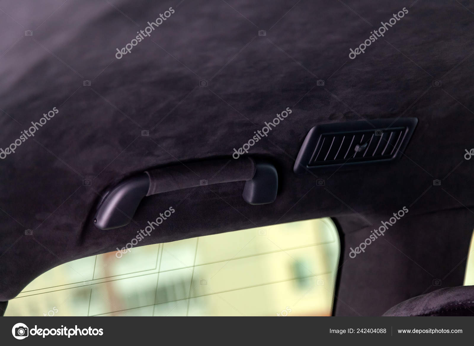 Close View Black Plastic Handle Ceiling Car Passenger Seat Pulled ...