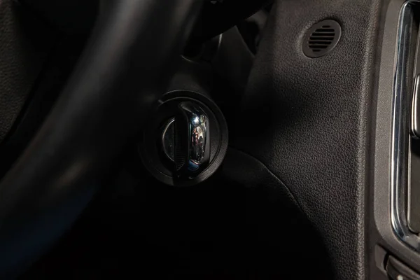 View to the interior of Cadillac CTS with keyless start-stop swi ...