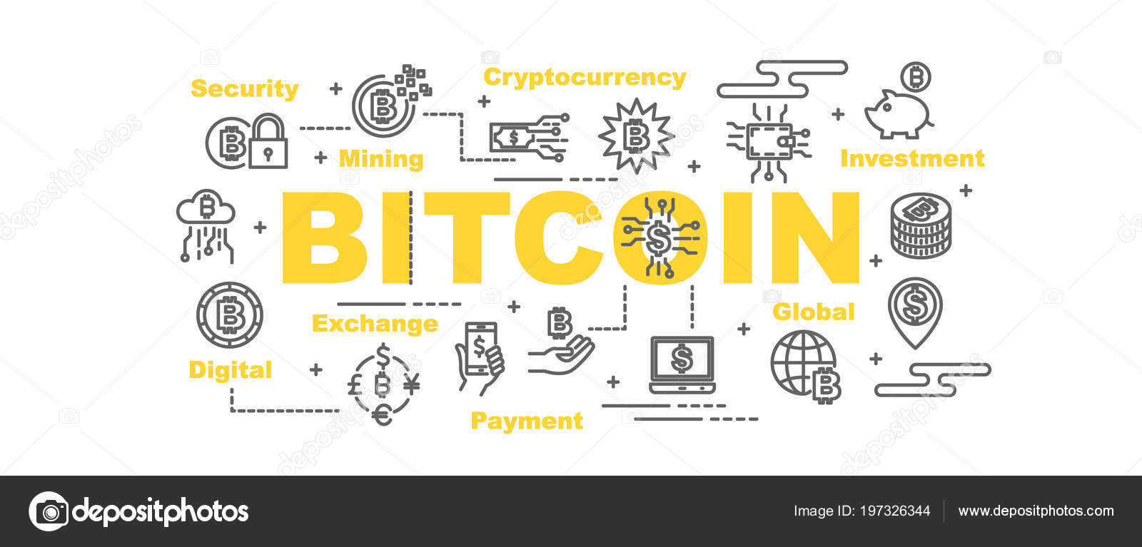 Bitcoin Vector Banner Design Concept Flat Style Icons Stock Vector ...