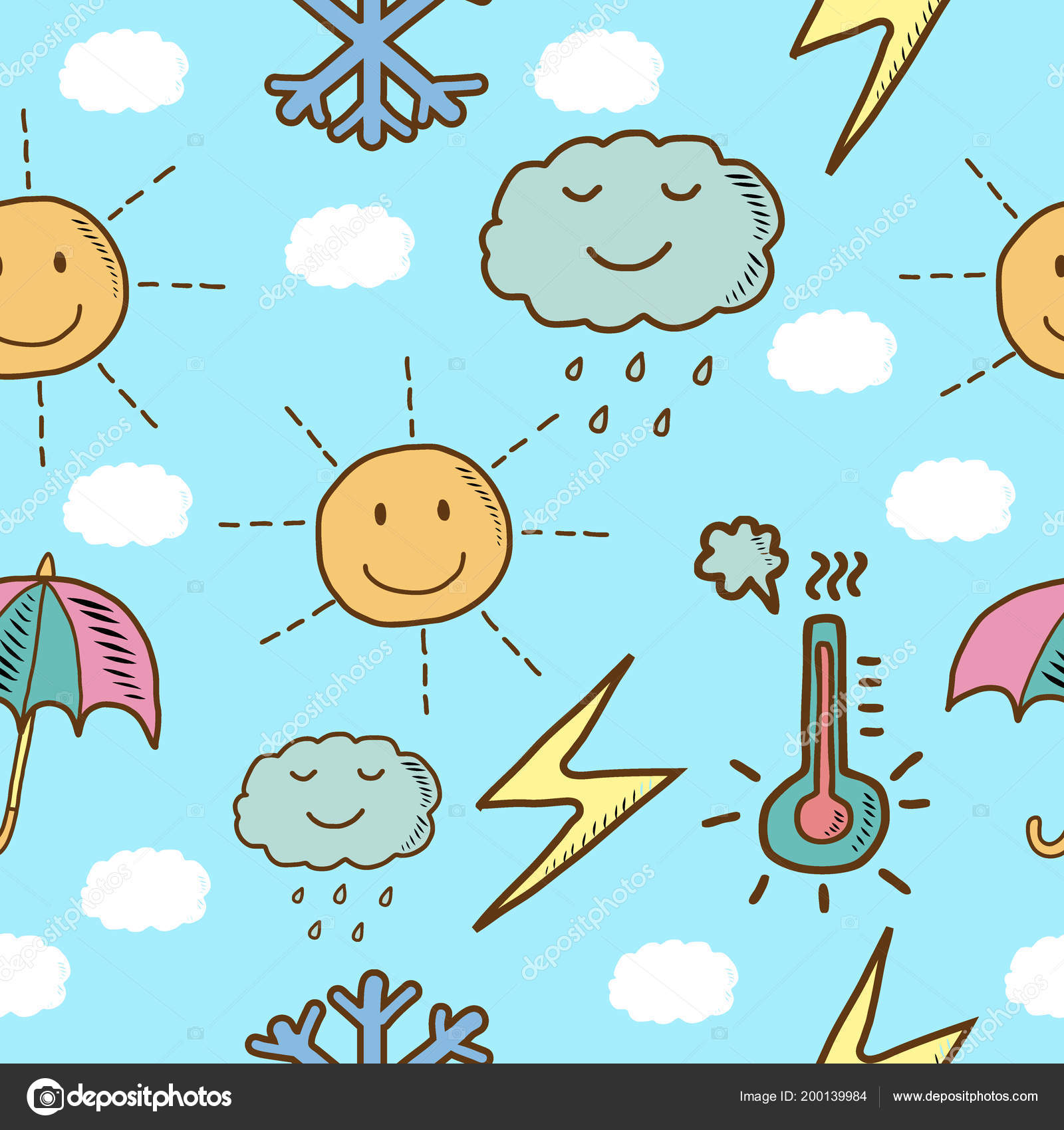 Weather Seamless Pattern Vector Background Stock Vector Image by ...