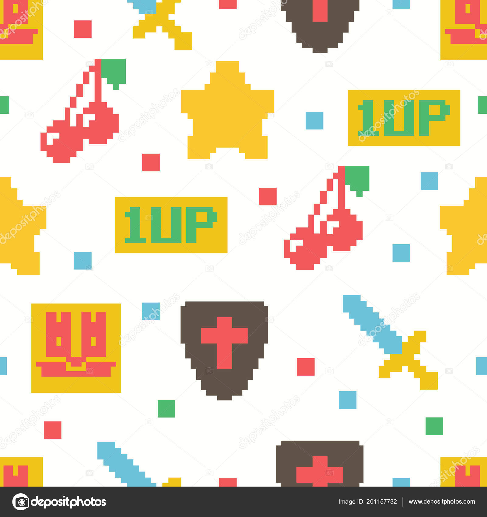 Cute Bit Game Seamless Pattern Vector Background Stock Vector Image by ...