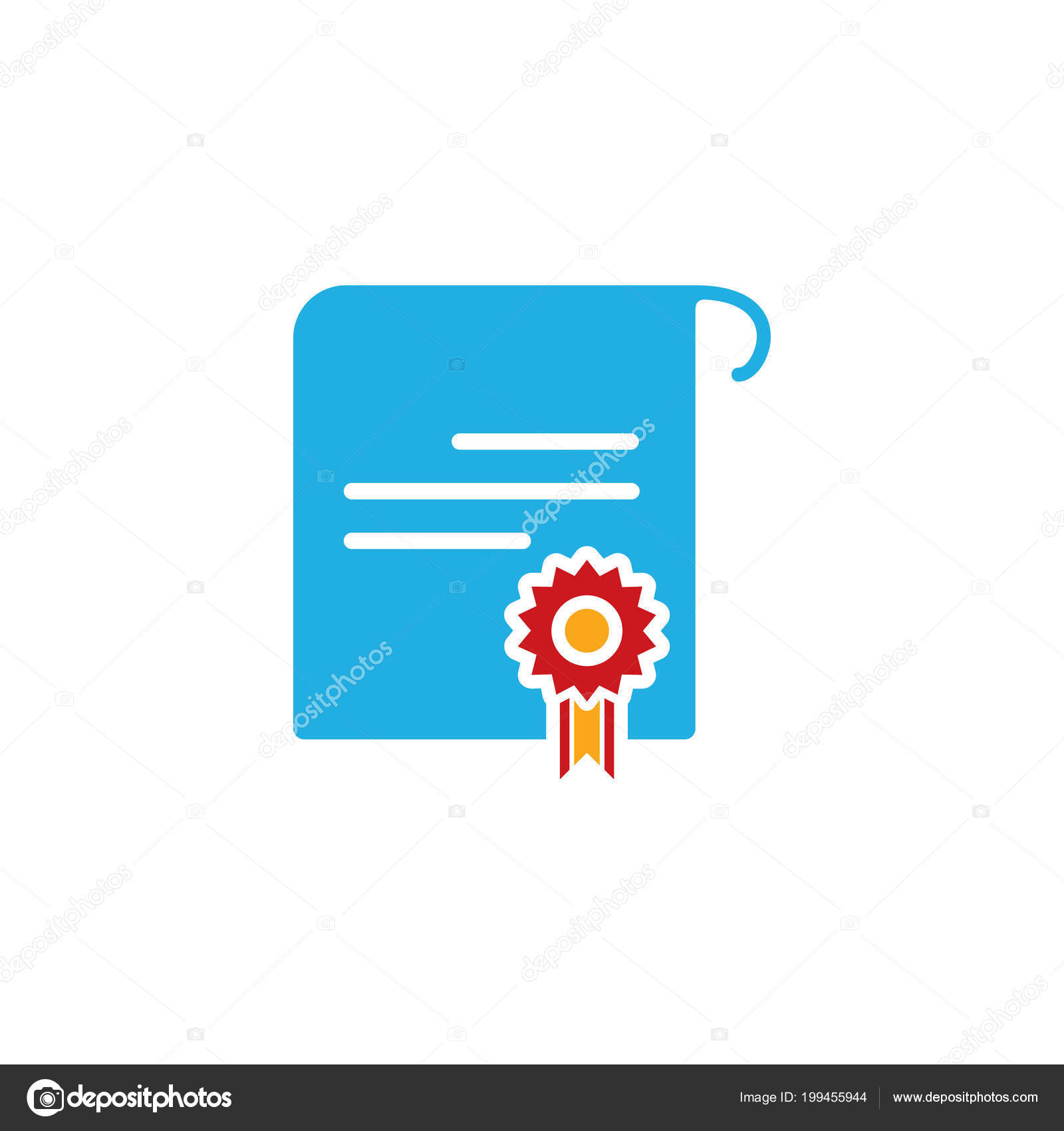Certificate Diploma Icon Isolated White Background Vector Illustration ...
