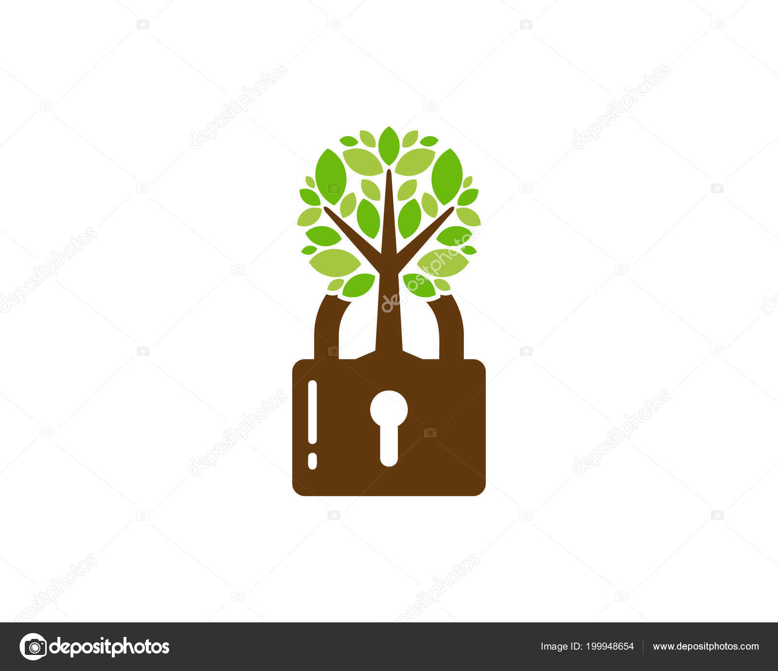 Tree Lock Icon Logo Design Element Stock Vector by ©putracetol 199948654