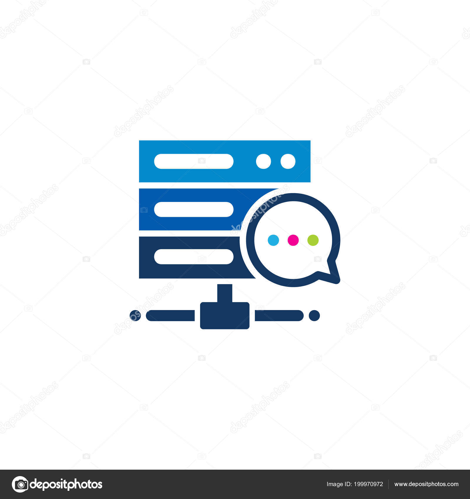 Diseño Del Icono Del Logo Del Servidor Chat Vector de stock #199970972 ...
