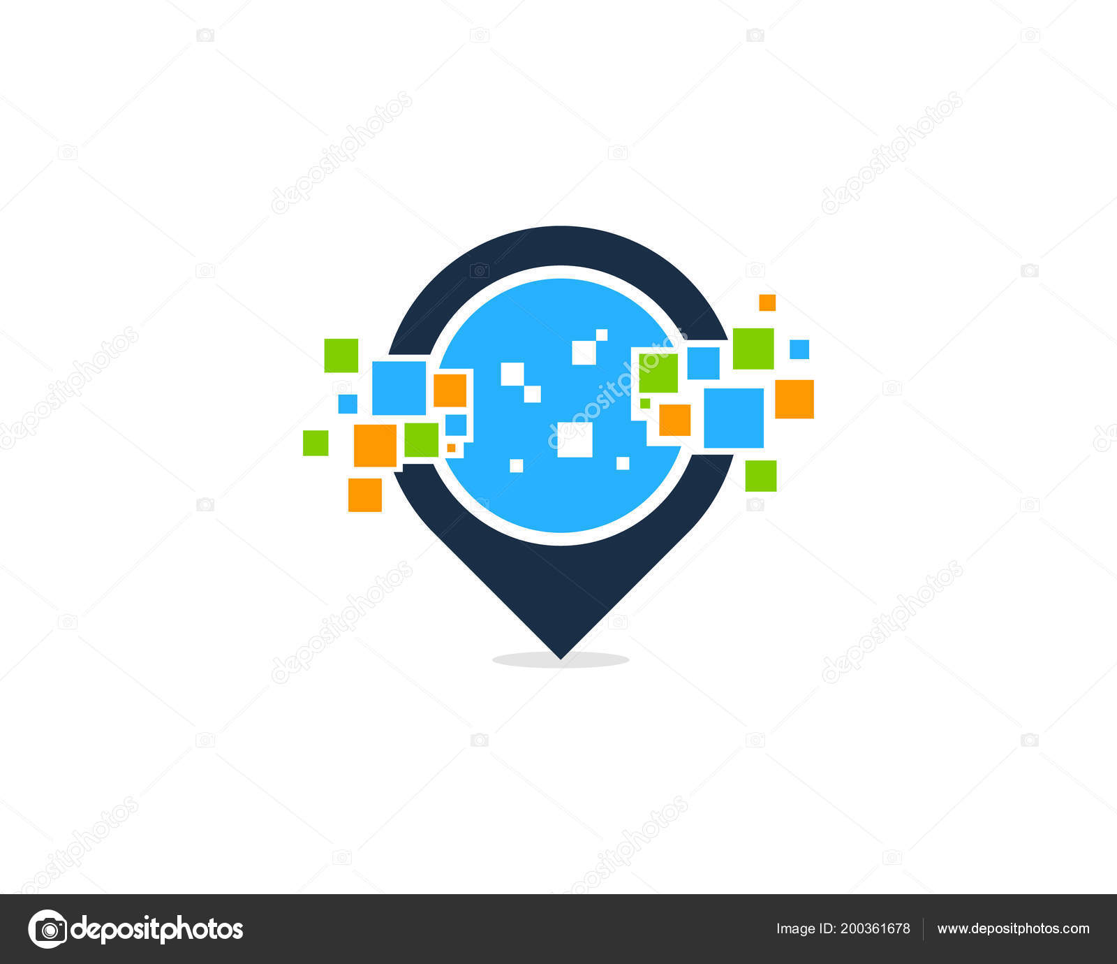 Pixel Pin Point Logo Icono Diseño Vector de stock por ©putracetol 200361678