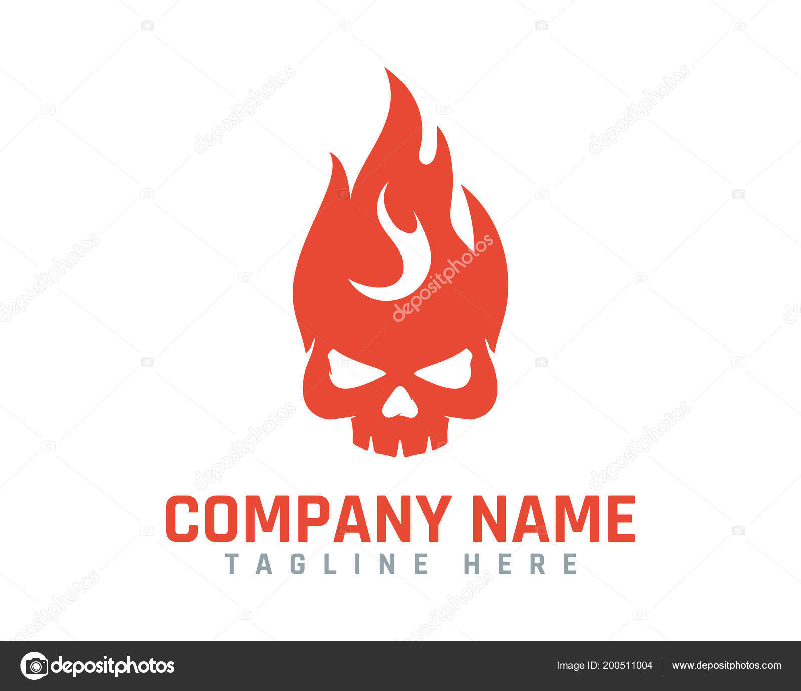 Red Fire Skull Logo
