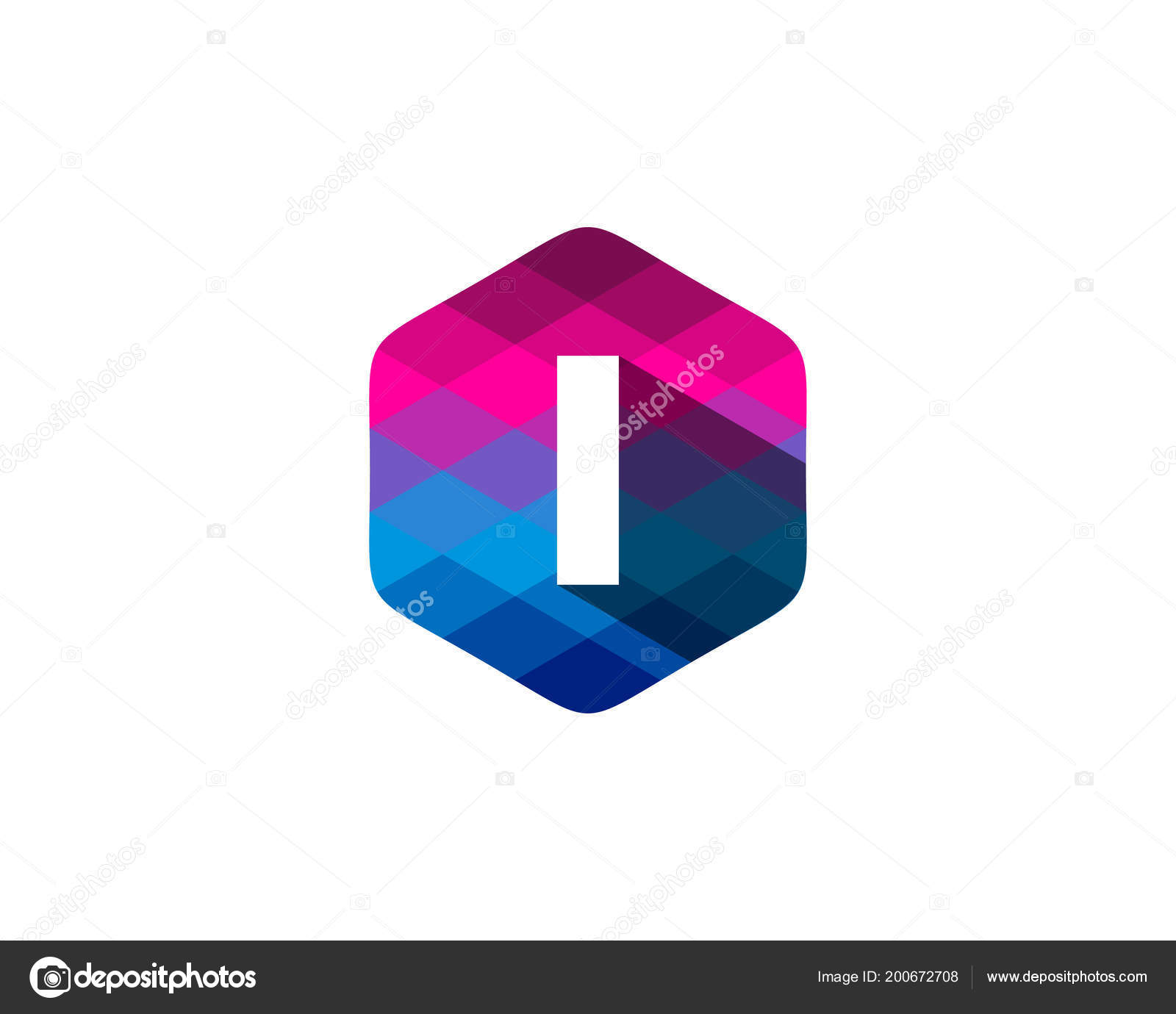 Hexagon Pixel Letter Shadow Icon Elemento Diseño Logotipo Vector de ...