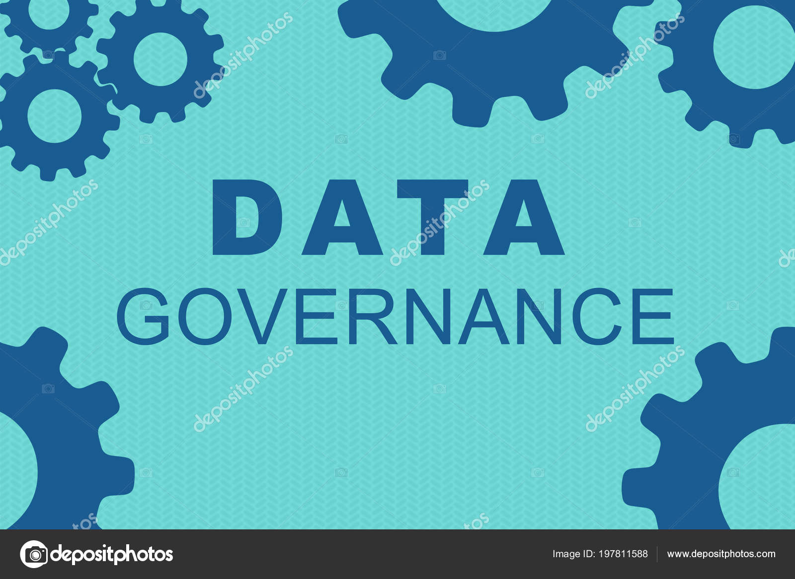 Data Governance Sign Concept Illustration Blue Gear Wheel Figures Pale ...