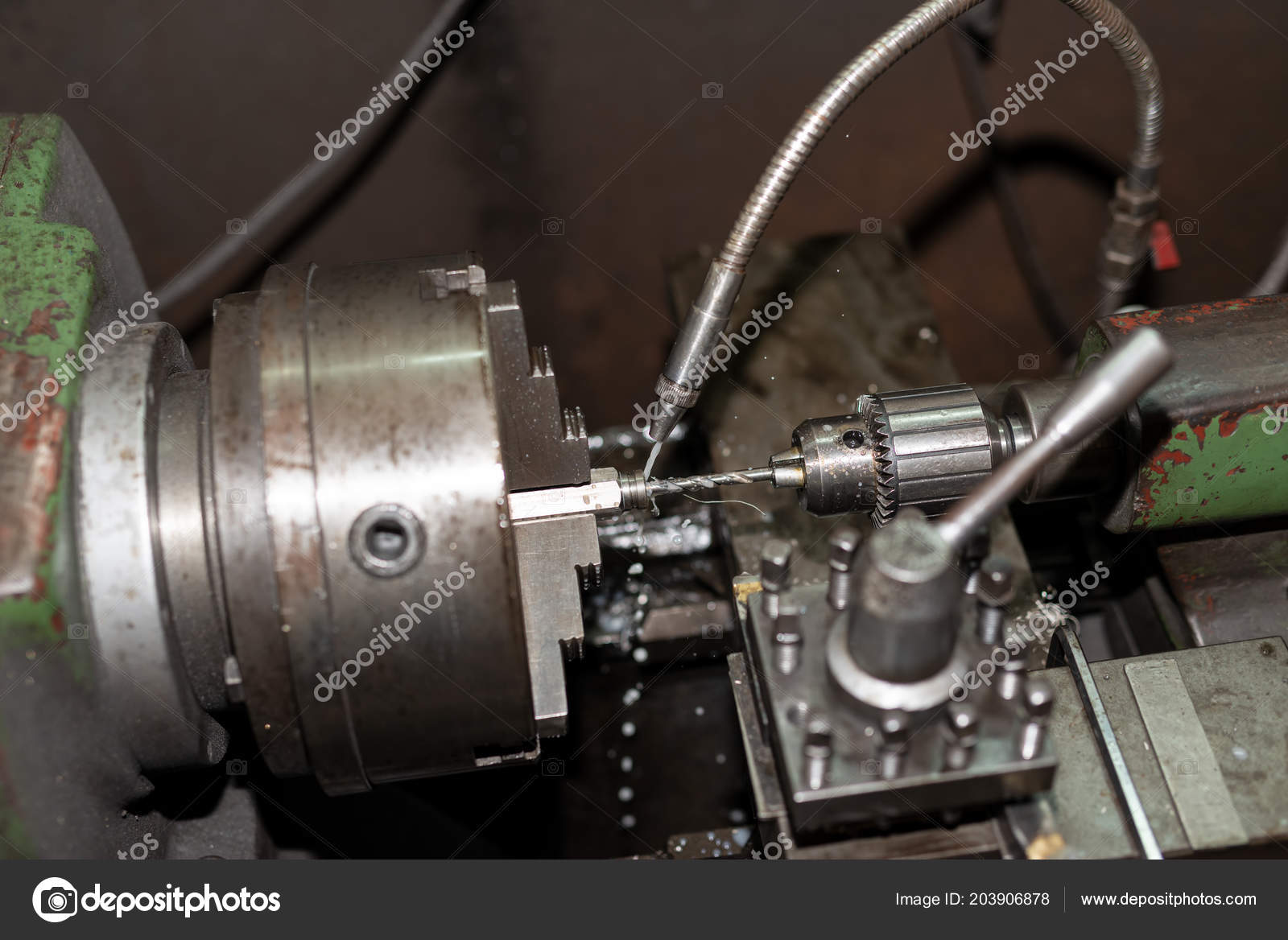 Cooled Water Parts Lathe Metalworking Industry — Stock Photo © worawit ...