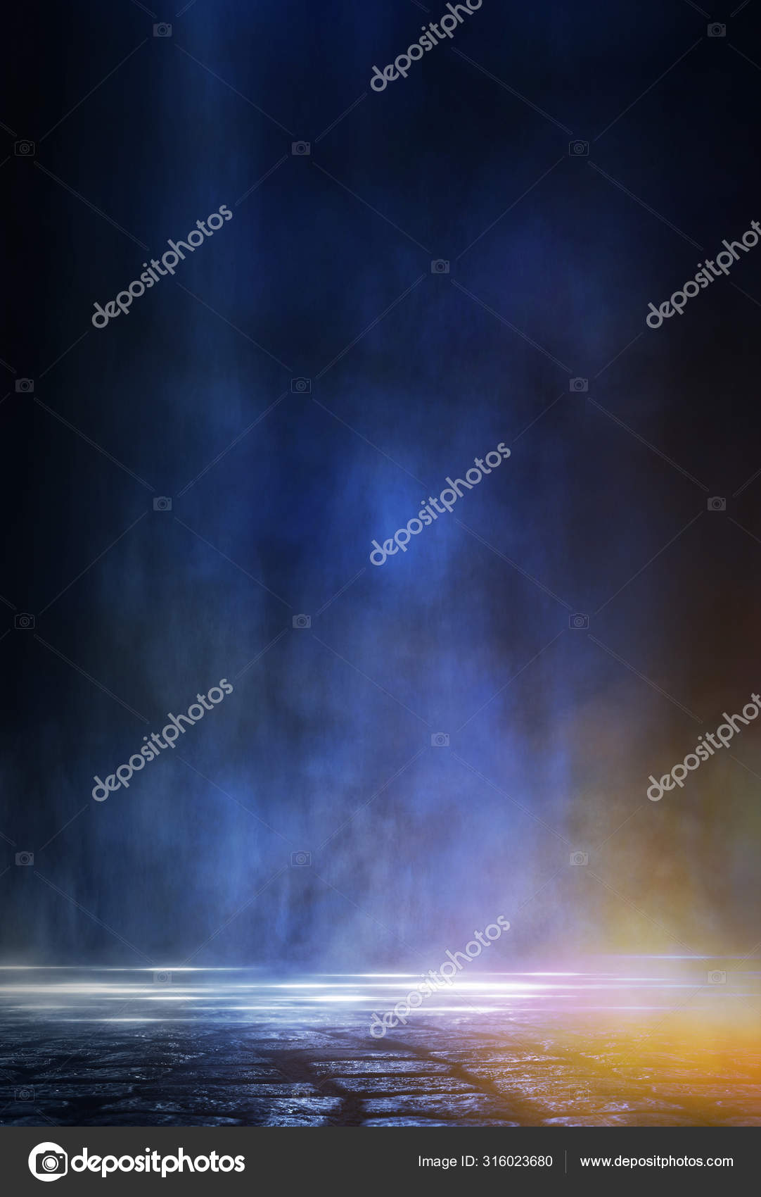 Empty Street Scene Background Abstract Spotlights Light Night View ...