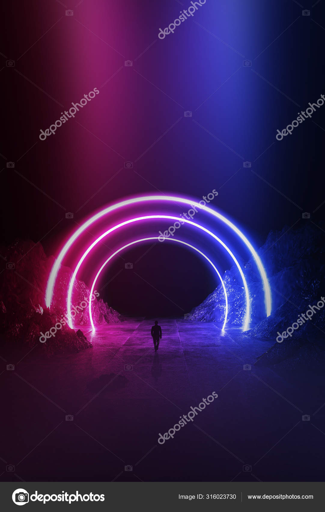 Empty Street Scene Background Abstract Spotlights Light Night View ...