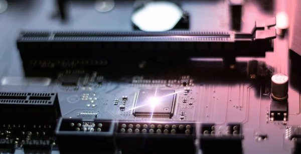 Computer motherboard with small parts, components for computer assembly ...