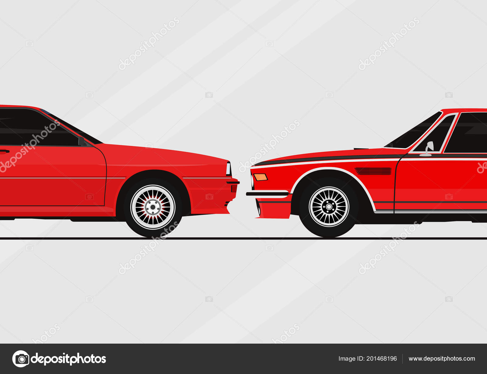 Two Cars Facing Each Other Infographic Two Cars Flat Vector Stock ...