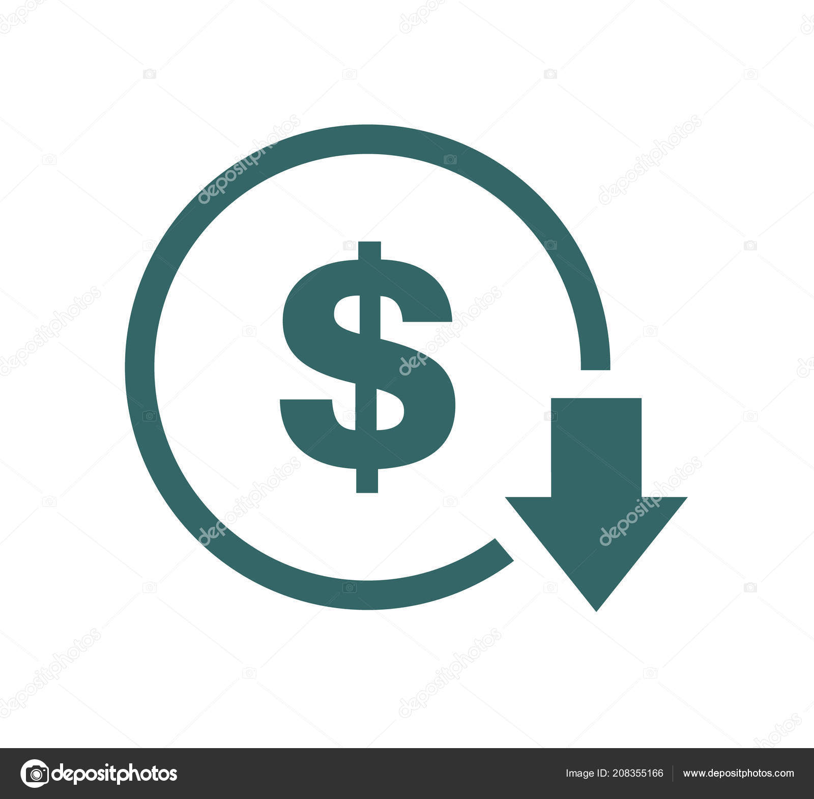 Cost Reduction Decrease Icon Vector Symbol Image Isolated Background Stock Vector Image by ...