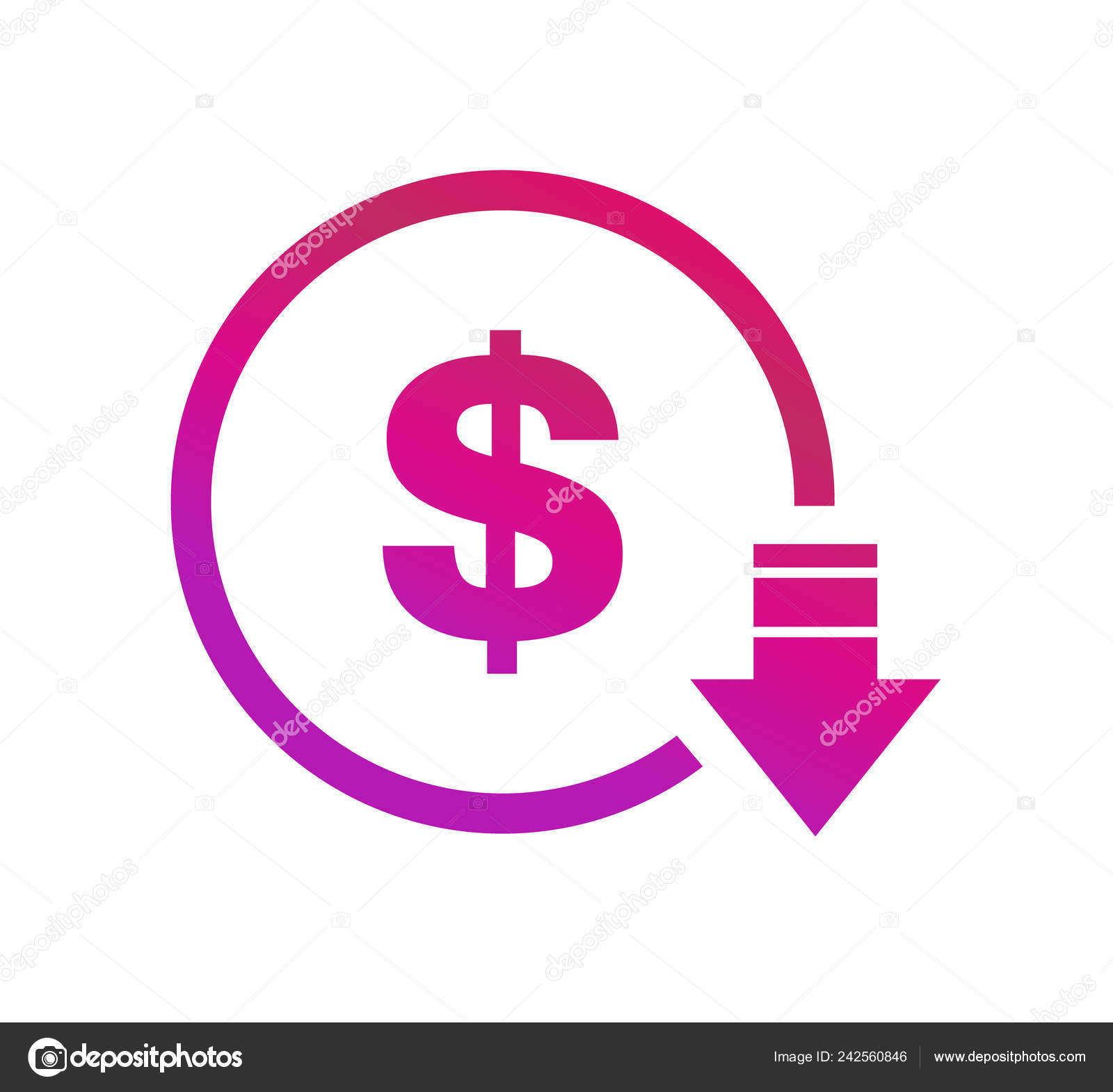 Cost Reduction Decrease Dollar Icon Vector Symbol Image Isolated Background Stock Vector Image ...