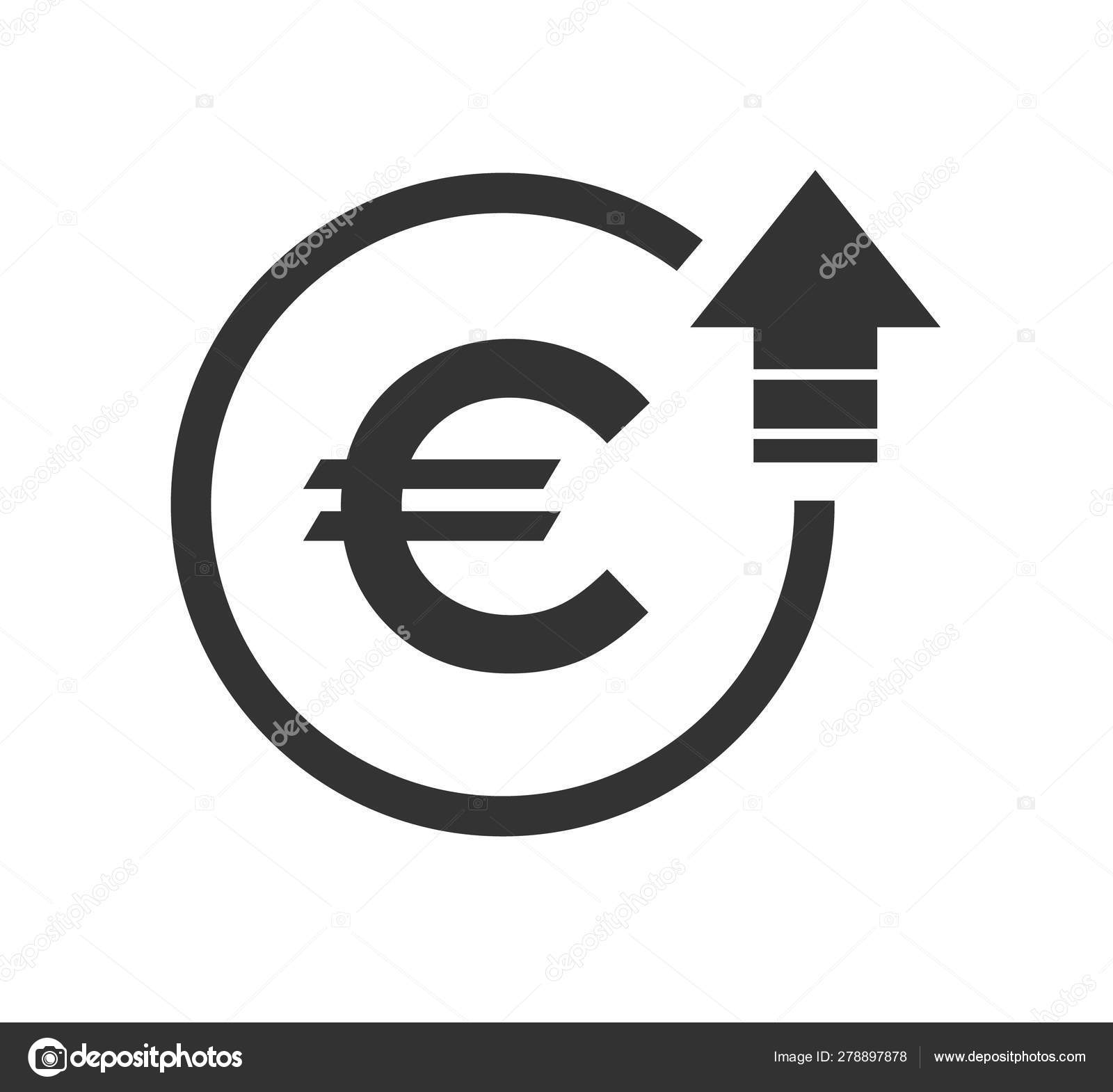 Cost symbol euro increase icon. Vector symbol image isolated on ...