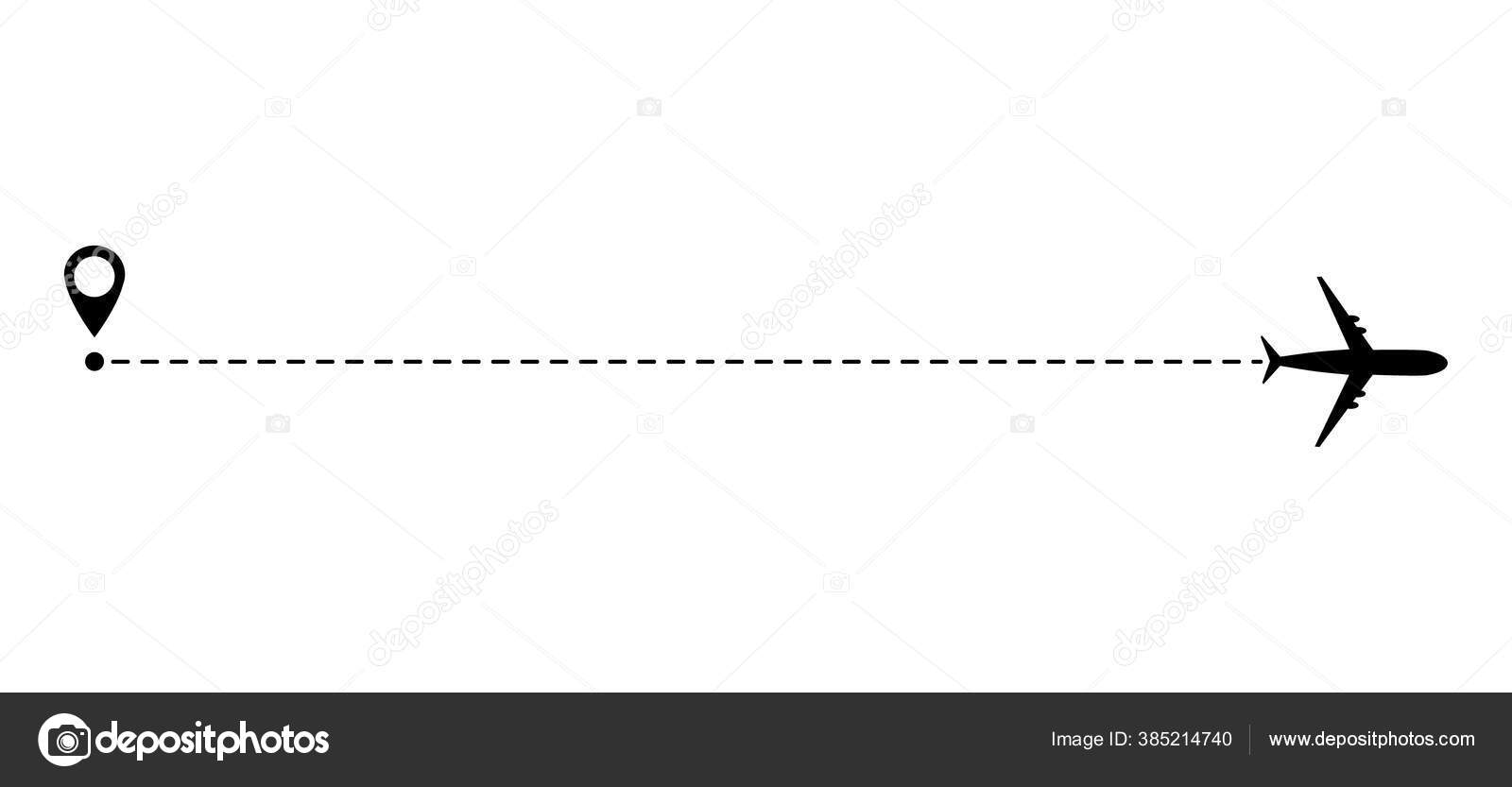 Airplane Line Vector Icon Air Plane Straight Flight Route Start Stock ...