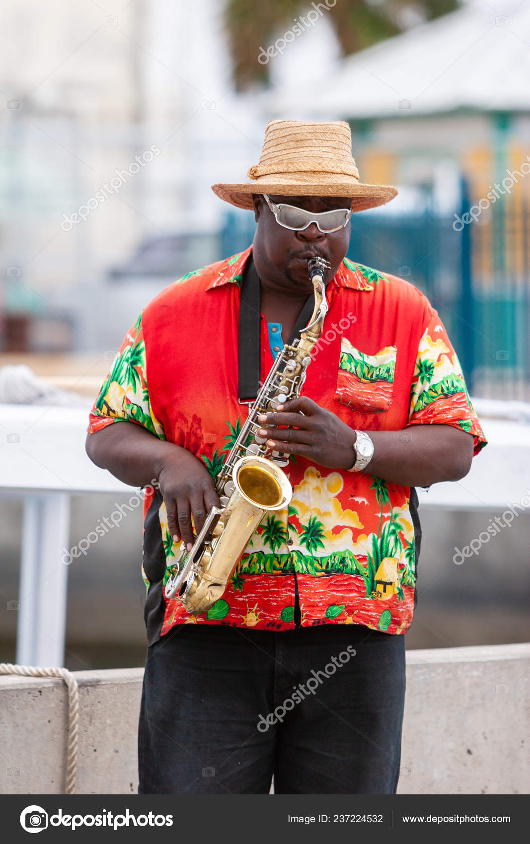 Nassau Bahamas April 2007 View Native Chubby Street Musician Playing ...
