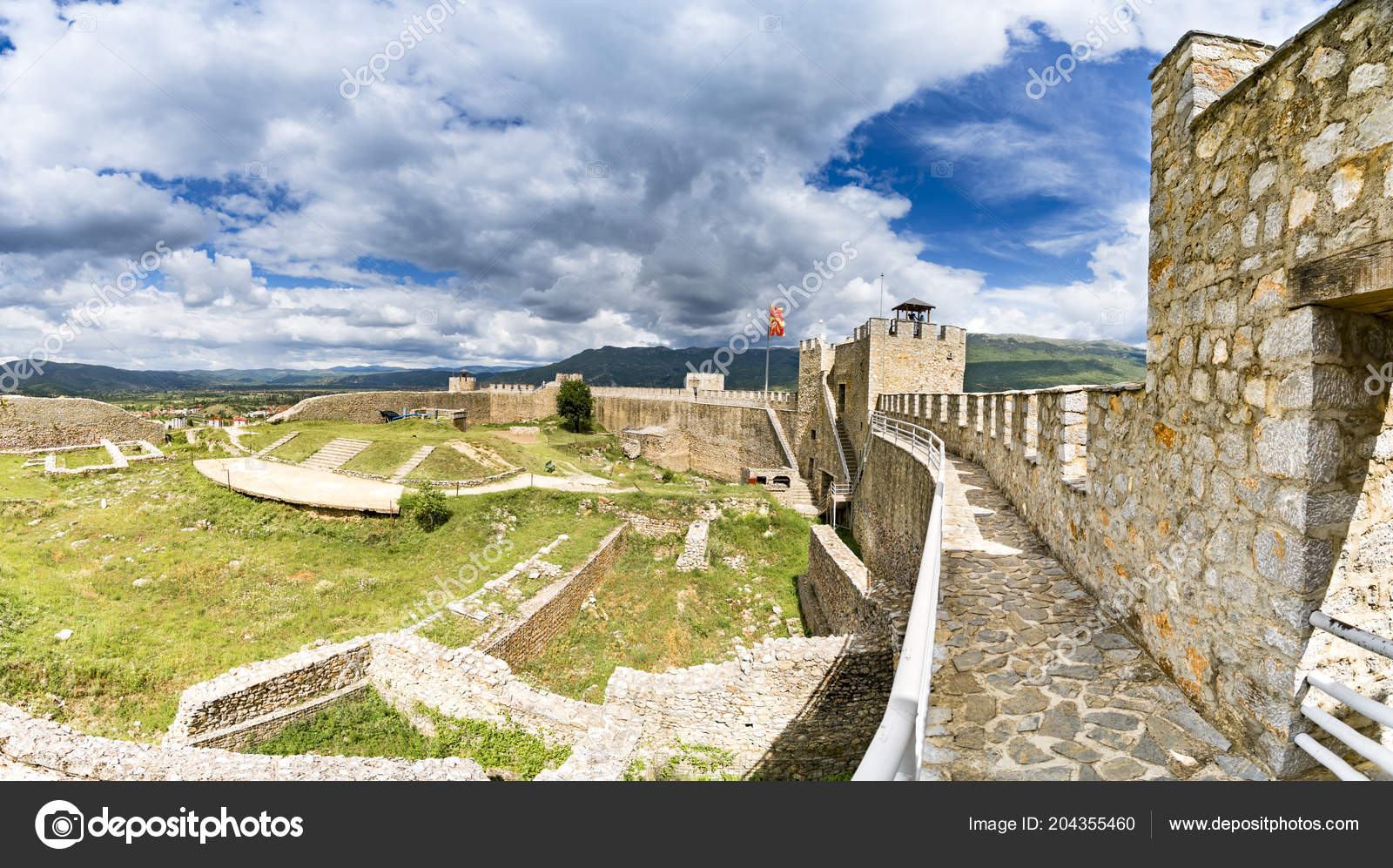 Panorama Ohrid Macedonia View Watchtower Famous Old Fortress Ruins Tzar ...