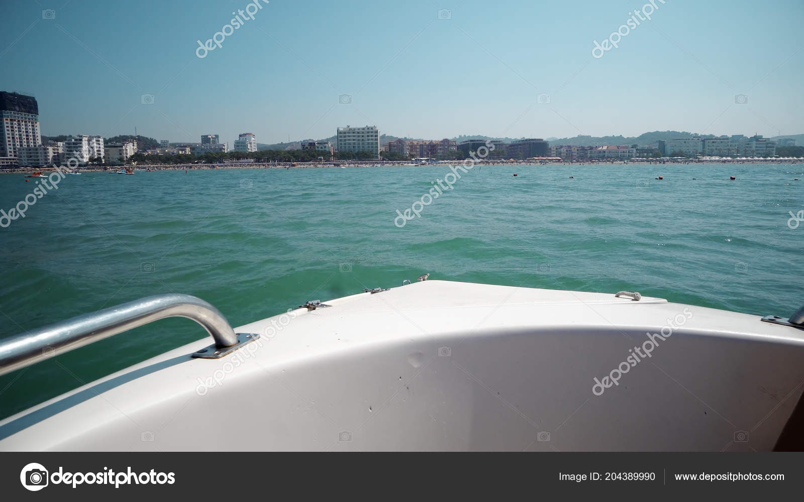 Front Of Boat On Ocean Waves