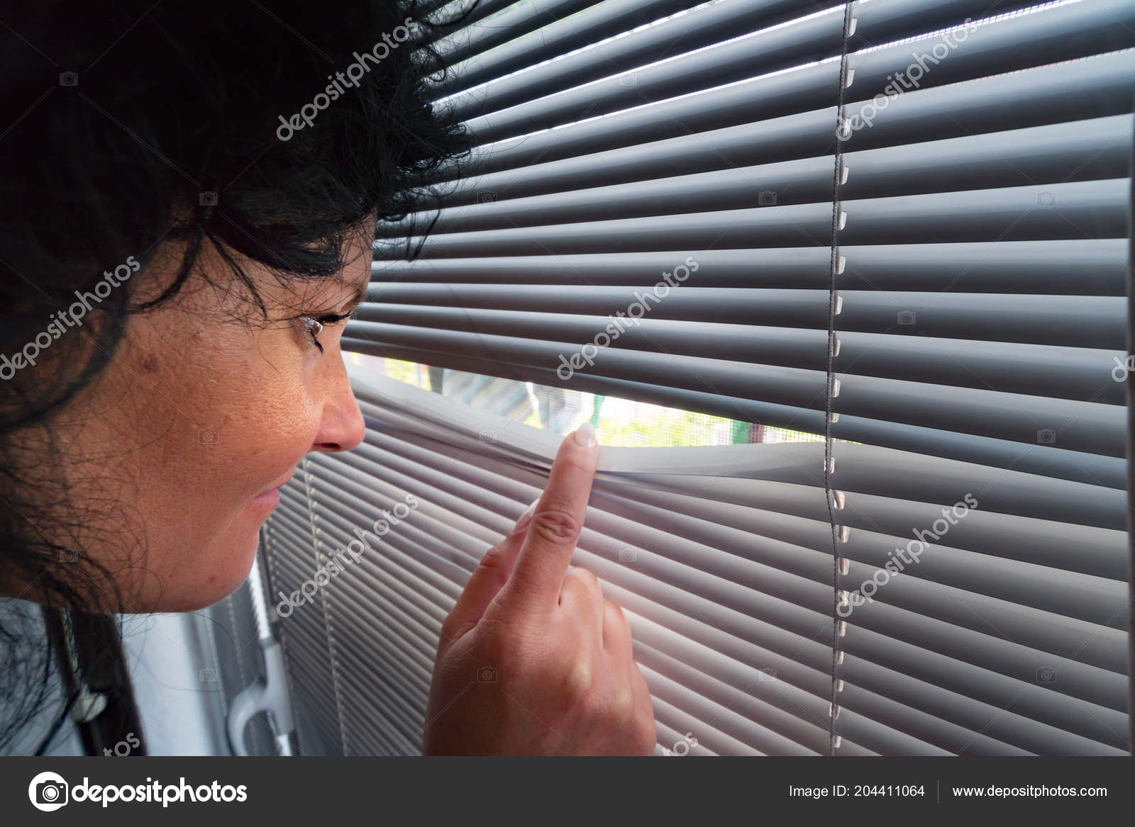 Girl Peeked Out Window Interest Stock Photo by ©zefart 204411064