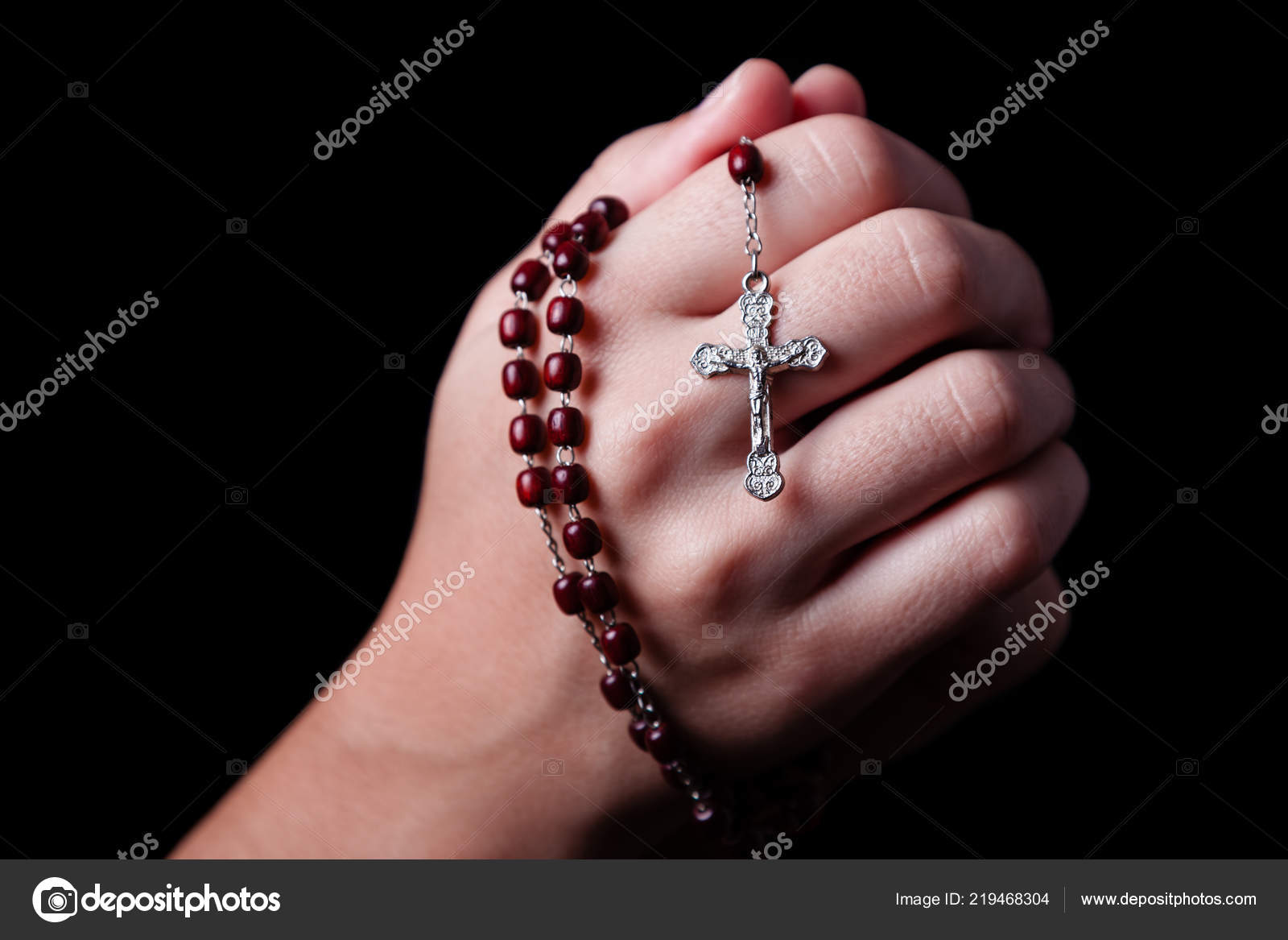 Black Praying Hands With Rosary