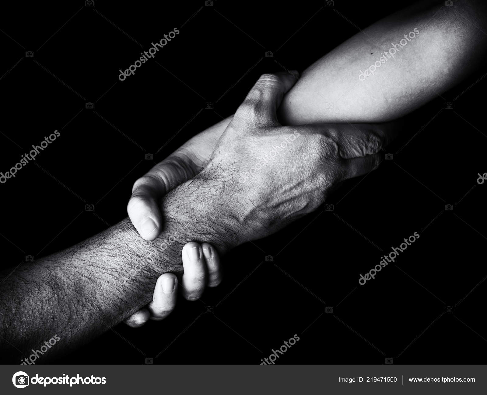 Woman Saving Rescuing Helping Man Holding Griping Forearm Female Hand ...