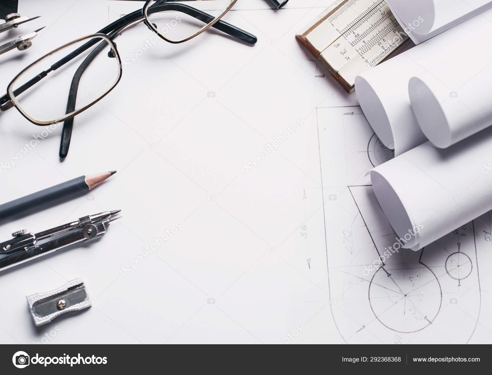 Work with the drawing. Drawing tools or office stationery — Stock Photo ...