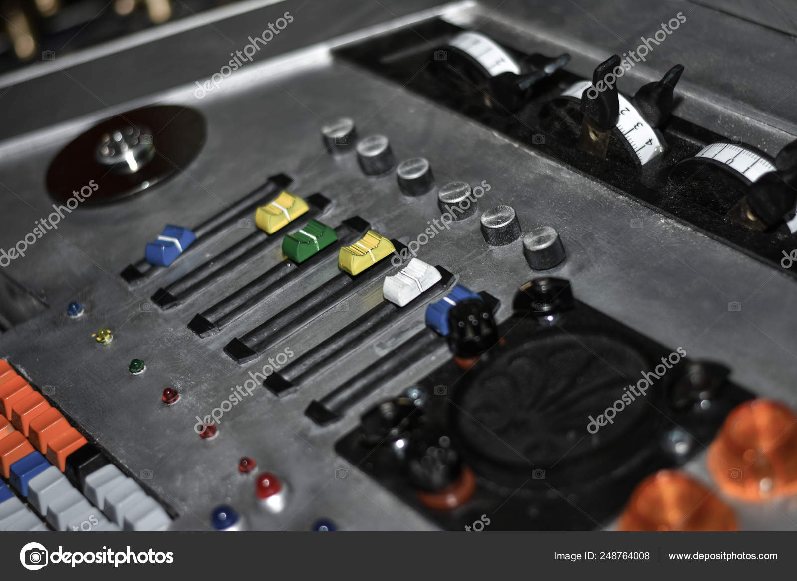 Vintage control panel with buttons and levers for comics. — Stock Photo ...