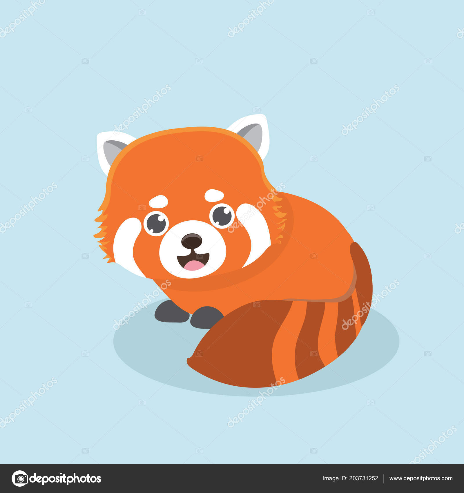 Vector Illustration Red Panda Cartoon Style Pastel Background Stock ...