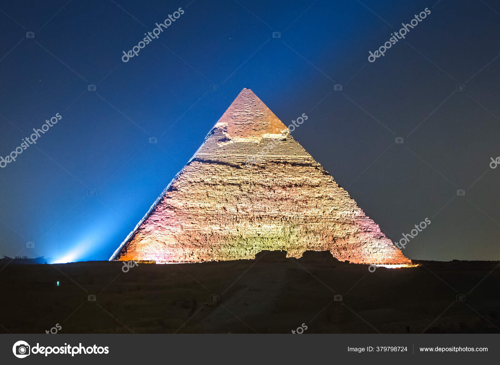 The Great Pyramid Of Khufu At Night