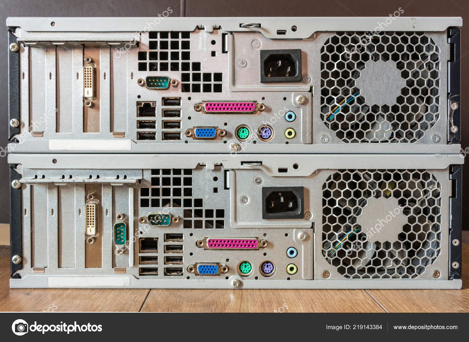 Personal Computer Ports for Display, Hard Drive, Devices. Reat View of ...